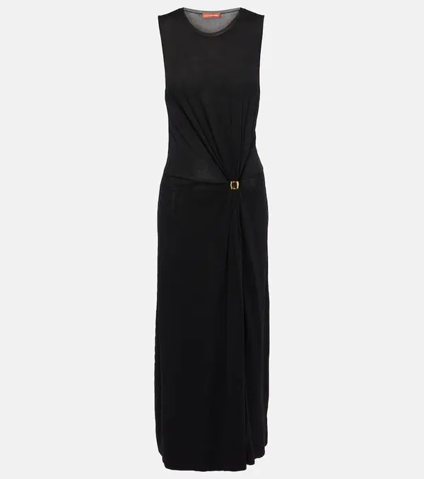 Altuzarra Saralien Gathered Jersey Midi Dress - Black