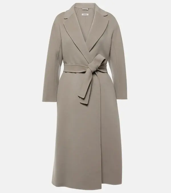 Max Mara Virgin Wool Wrap Coat - Grey