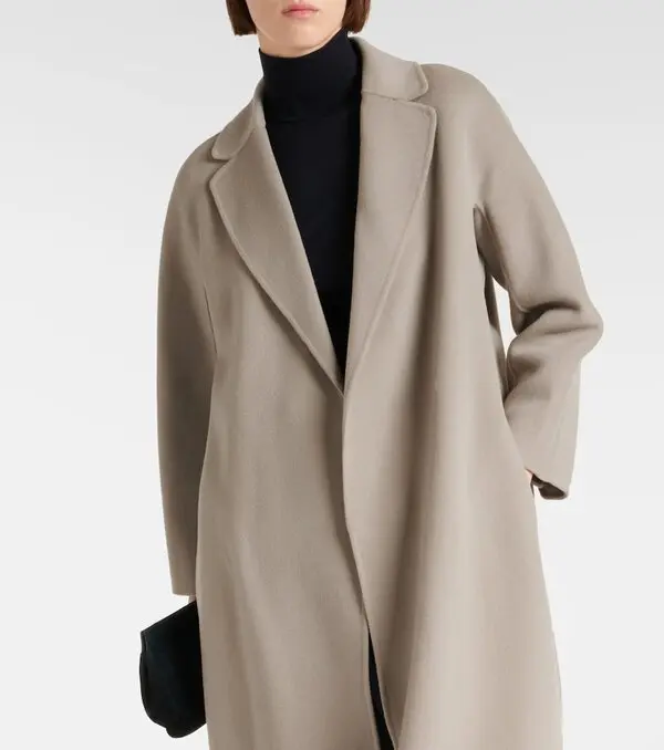 Max Mara Virgin Wool Wrap Coat - Grey