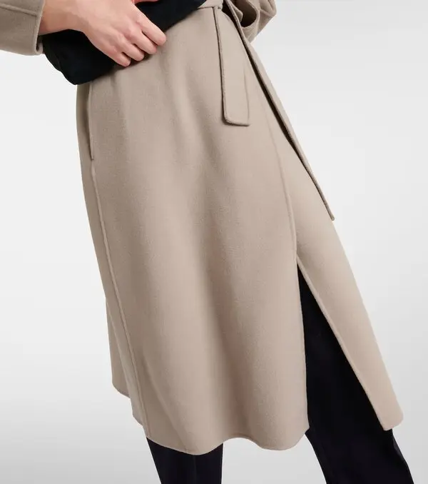 Max Mara Virgin Wool Wrap Coat - Grey