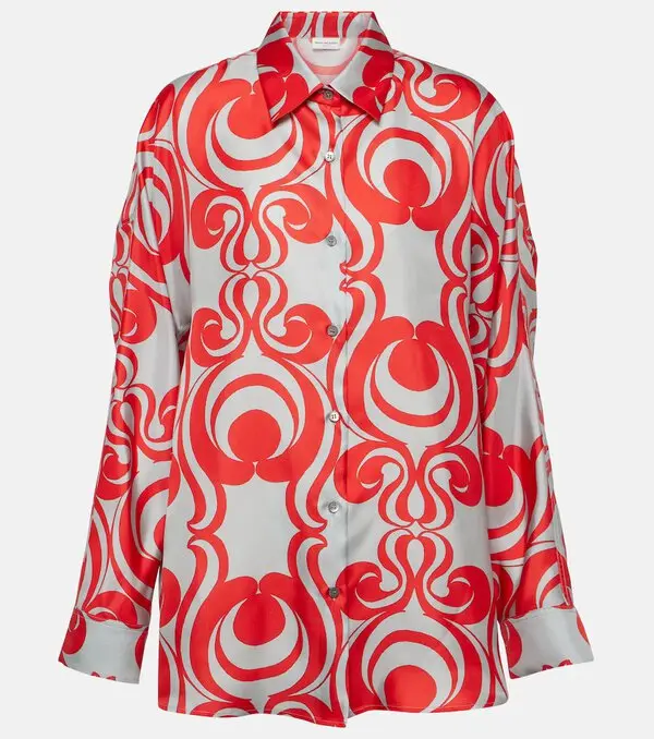 Dries Van Noten Printed Silk Shirt - Grey
