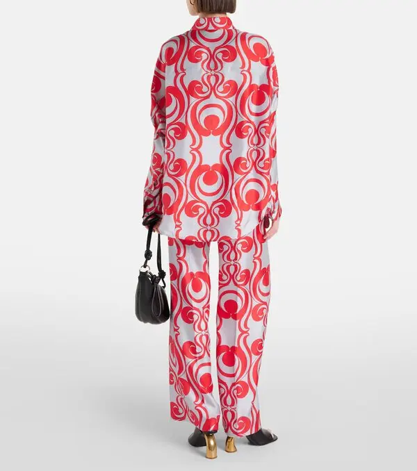 Dries Van Noten Printed Silk Shirt - Grey