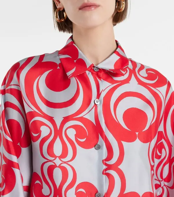 Dries Van Noten Printed Silk Shirt - Grey