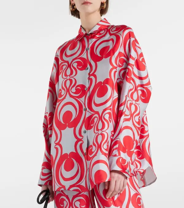 Dries Van Noten Printed Silk Shirt - Grey
