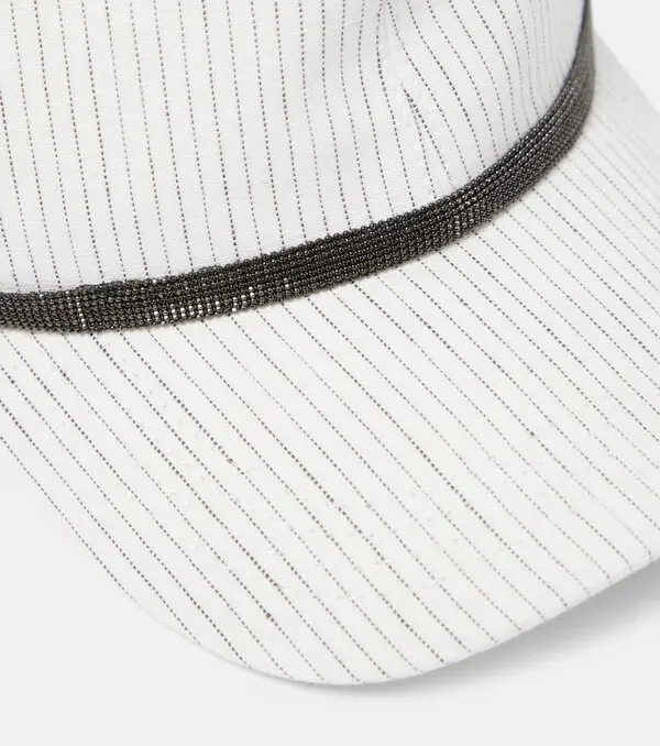 Brunello Cucinelli Linen-blend Baseball Cap - White