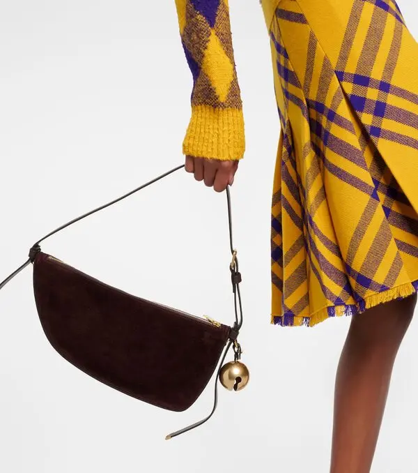 Burberry Shield Small Suede Shoulder Bag
