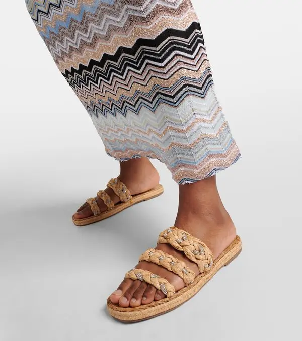 AQUAZZURA Costiera Embellished Raffia Sandals