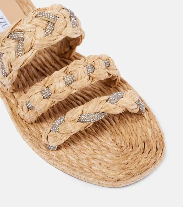 AQUAZZURA Costiera Embellished Raffia Sandals