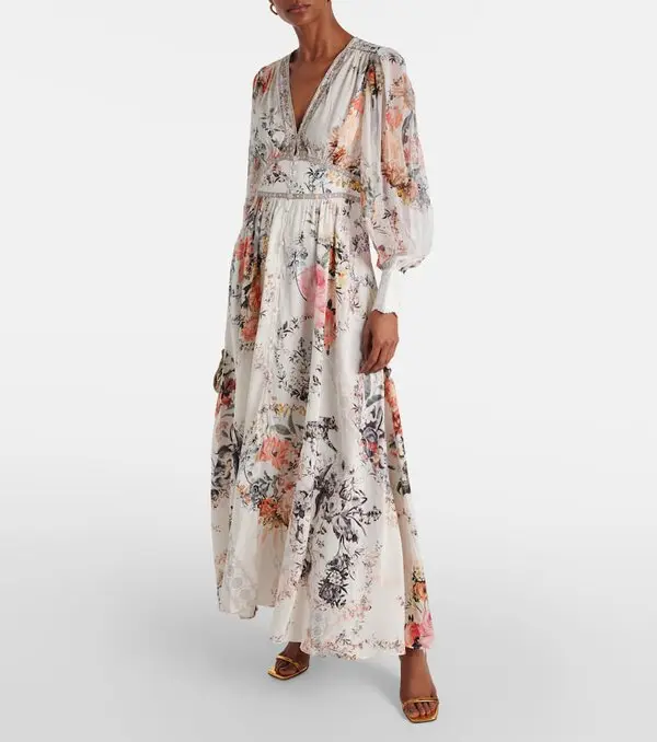 chinese dress ladies The Floral Freefall Long Button Front Dress main image 1