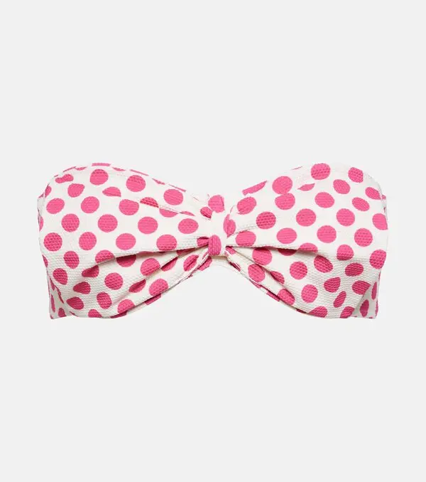 ALEXANDRA MIRO Clara Polka-dot Bikini Top - White