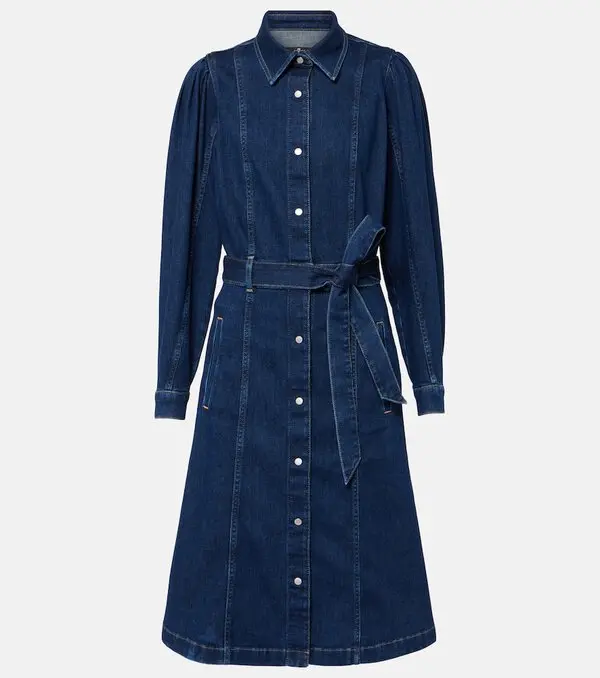 7 For All Mankind Denim Midi Shirt Dress