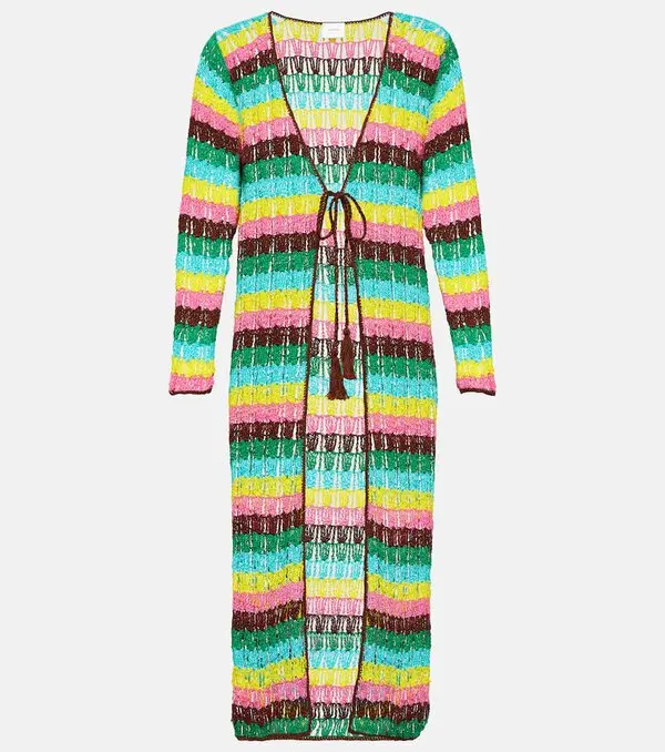 Anna Kosturova Striped Crochet Cotton Beach Cover-up - Multicoloured