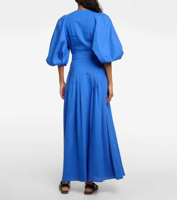 Gabriela Hearst Elea Linen Maxi Dress - Blue