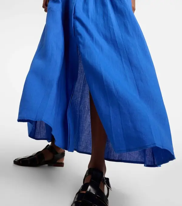 Gabriela Hearst Elea Linen Maxi Dress - Blue
