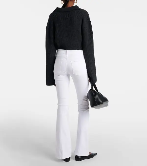 FRAME Le High Flare High-rise Flared Jeans - White