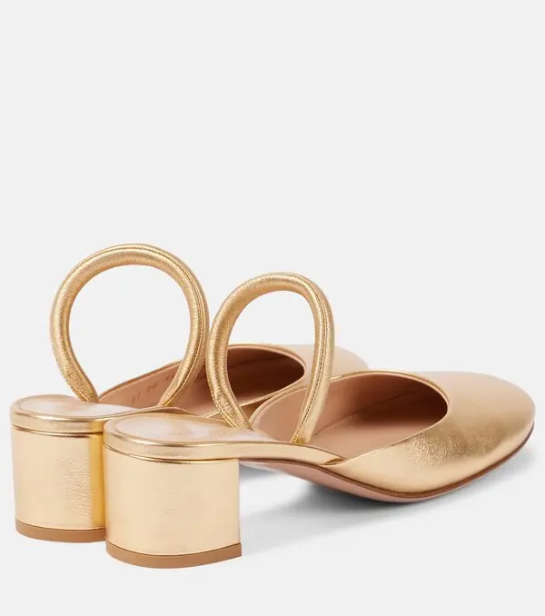 GIANVITO ROSSI Tivoli 45 Metallic Leather Mules - Gold
