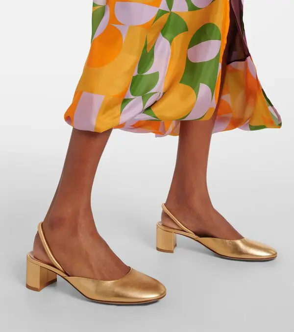 GIANVITO ROSSI Tivoli 45 Metallic Leather Mules - Gold