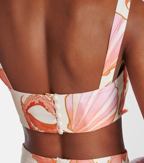 ADRIANA DEGREAS Seashell Printed Cotton Bra Top