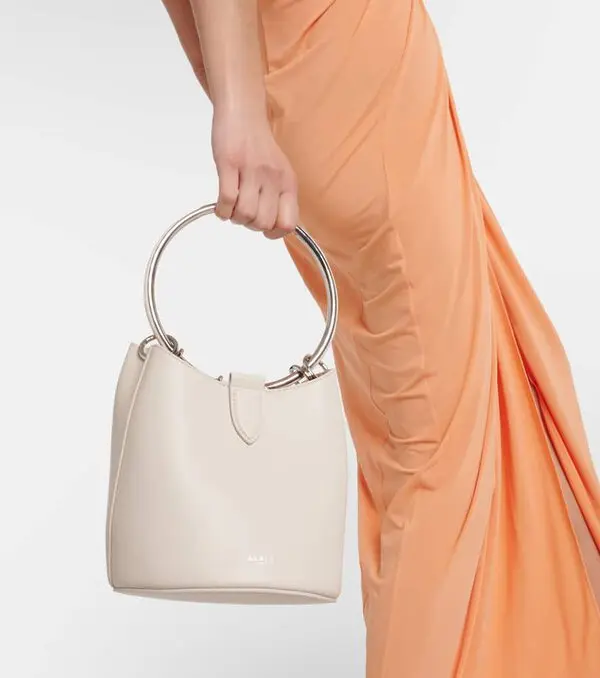 Alaïa Ring Medium Leather Bucket Bag - White