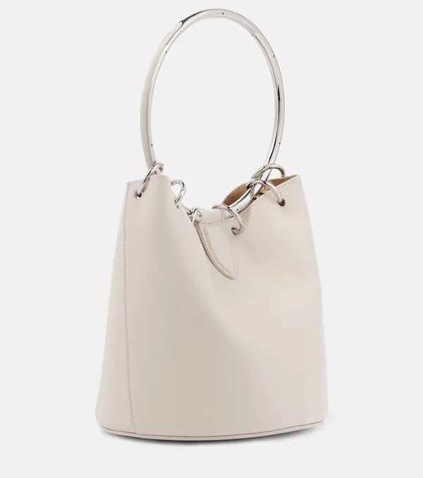 Alaïa Ring Medium Leather Bucket Bag - White