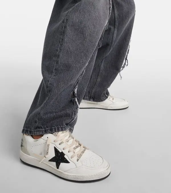 GOLDEN GOOSE Ball Star Glitter Leather Sneakers