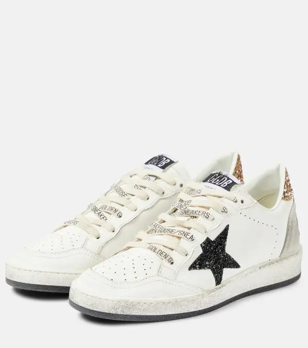 GOLDEN GOOSE Ball Star Glitter Leather Sneakers