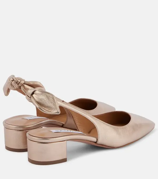 AQUAZZURA Very Bow 35 Slingback Pumps - Metallic