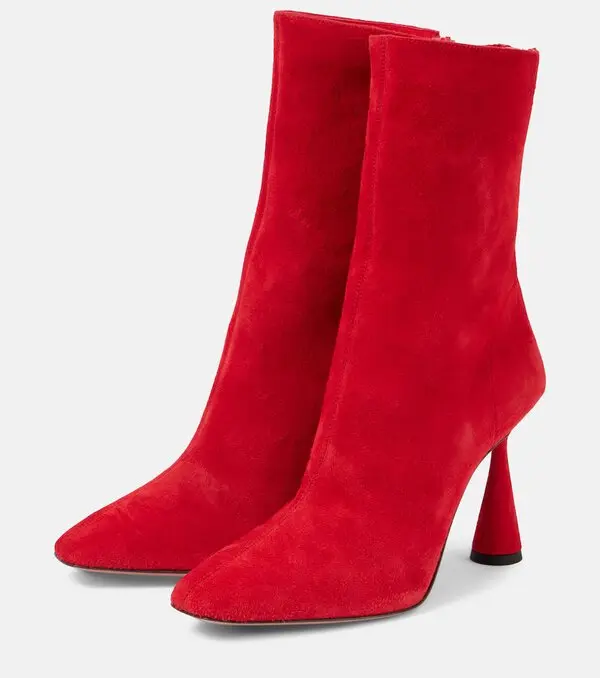 AQUAZZURA Amore 95 Suede Ankle Boots - Red
