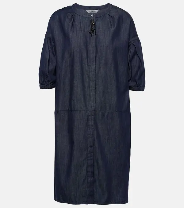 Max Mara Embroidered Denim Mini Dress