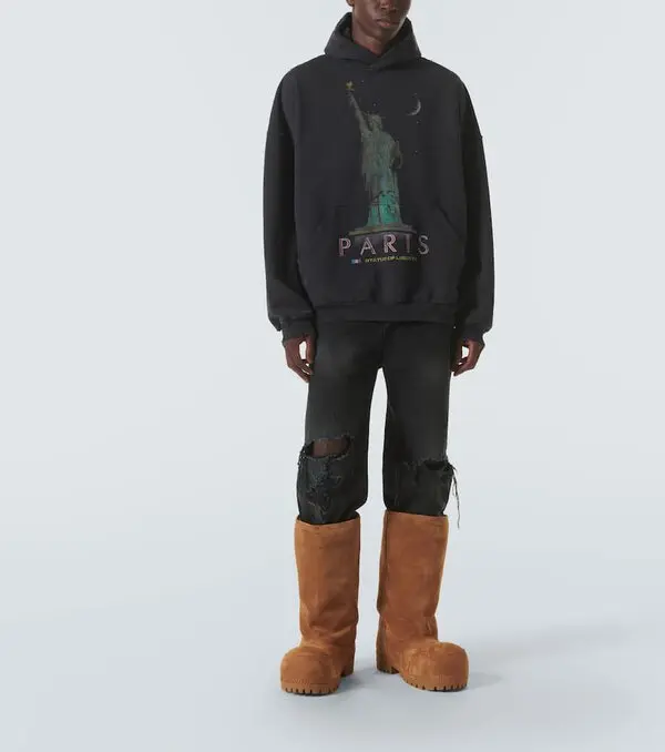 Balenciaga Liberty Fleece Hoodie - Black | Editorialist