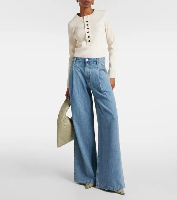 AGOLDE Ellis Mid-rise Wide-leg Jeans - Blue