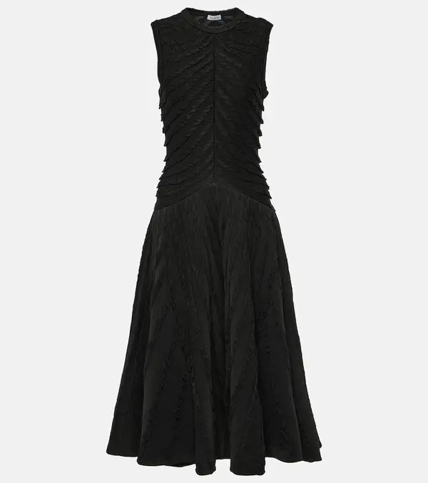 Alaïa Gathered Midi Dress - Black