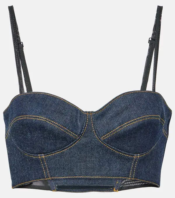 Alaïa Denim Bra Top - Blue
