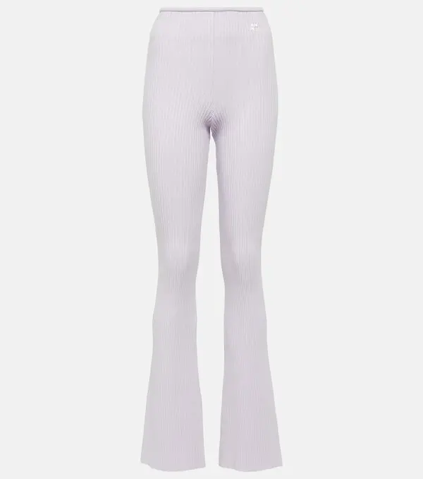 COURREGES Courrèges Reedition Ribbed-knit Flared Pants - White