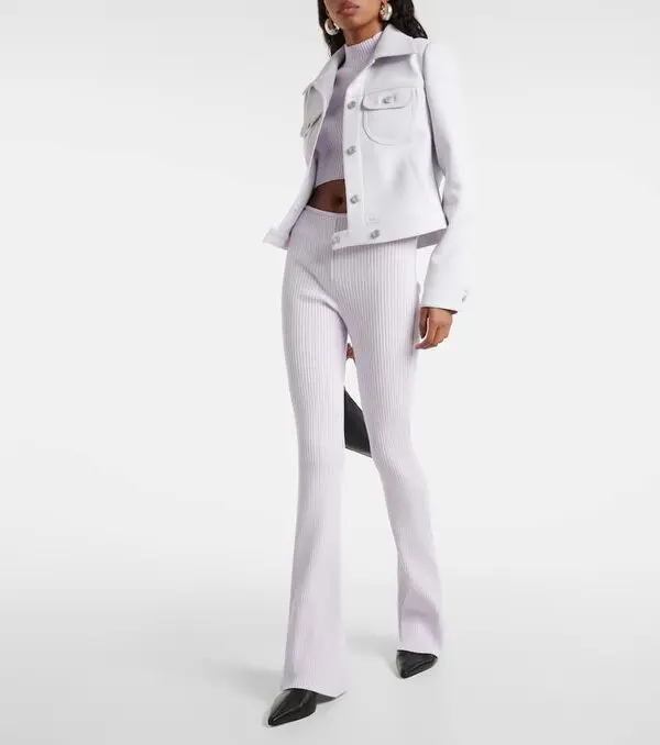 COURREGES Courrèges Reedition Ribbed-knit Flared Pants - White