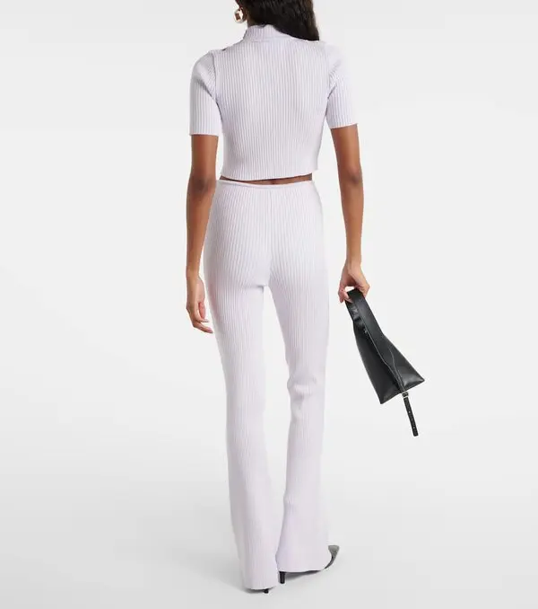 COURREGES Courrèges Reedition Ribbed-knit Flared Pants - White
