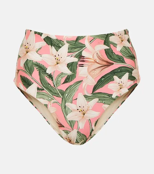 Agua Bendita Floral High-rise Bikini Bottom - Pink