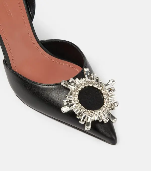 Amina Muaddi Begum 70 Leather Slingback Pumps - Black