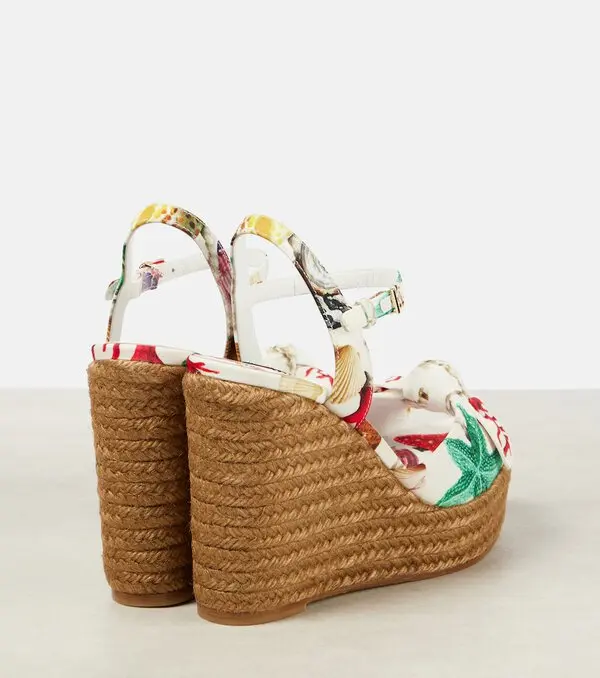 Dolce & Gabbana Capri Cava Printed Espadrille Wedges - Multicoloured