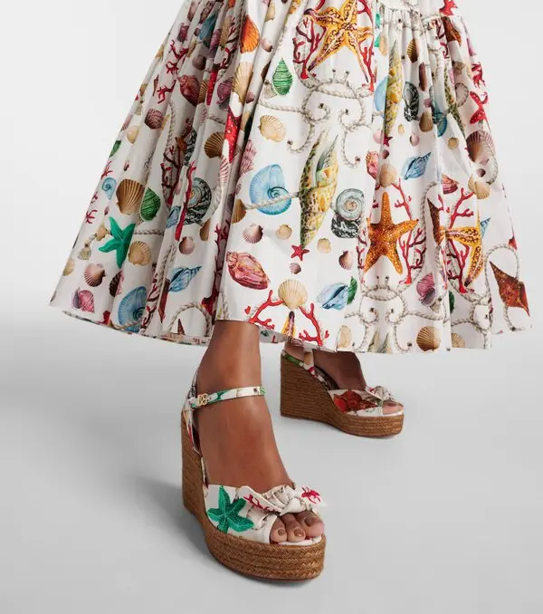 Dolce & Gabbana Capri Cava Printed Espadrille Wedges - Multicoloured