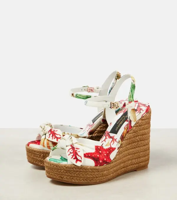 Dolce & Gabbana Capri Cava Printed Espadrille Wedges - Multicoloured