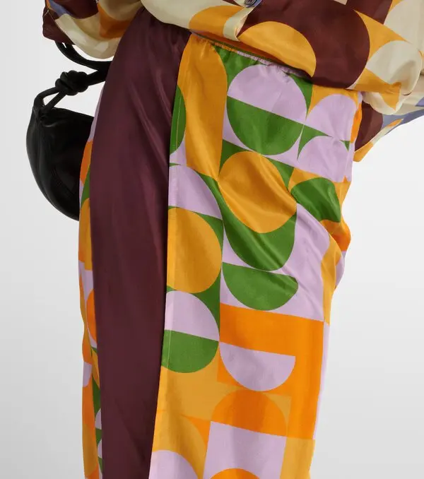 Dries Van Noten Printed Silk Satin Maxi Skirt