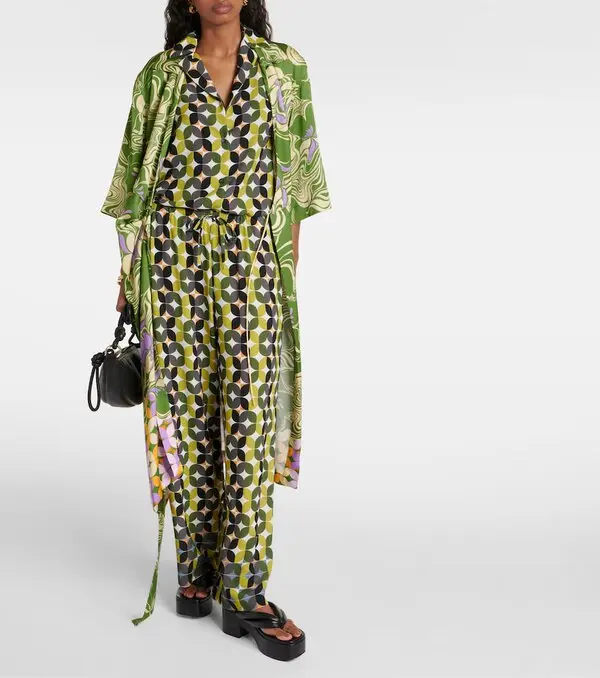Dries Van Noten Printed Crêpe Wide-leg Pants