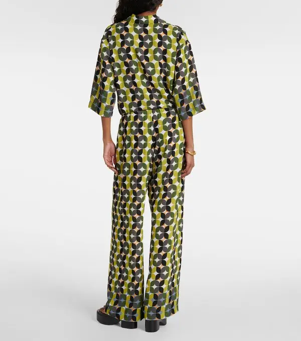 Dries Van Noten Printed Crêpe Wide-leg Pants