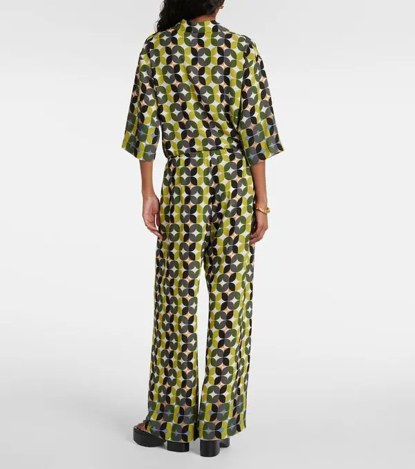 Dries Van Noten Printed High-rise Crêpe Wide-leg Pants - Multicoloured