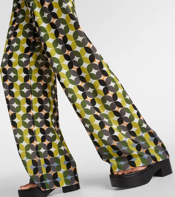 Dries Van Noten Printed High-rise Crêpe Wide-leg Pants - Multicoloured