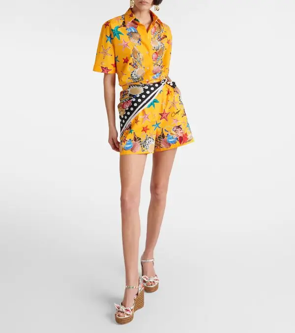 Dolce & Gabbana Capri Printed High-rise Shorts - Yellow