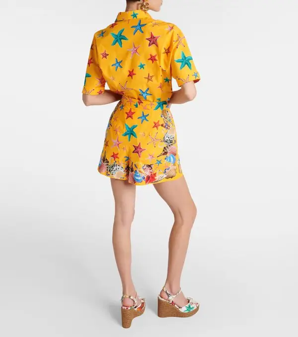 Dolce & Gabbana Capri Printed High-rise Shorts - Yellow
