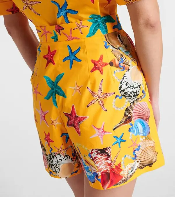 Dolce & Gabbana Capri Printed High-rise Shorts - Yellow