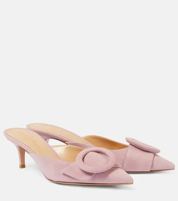 GIANVITO ROSSI Portofino 55 Suede Mules - Pink